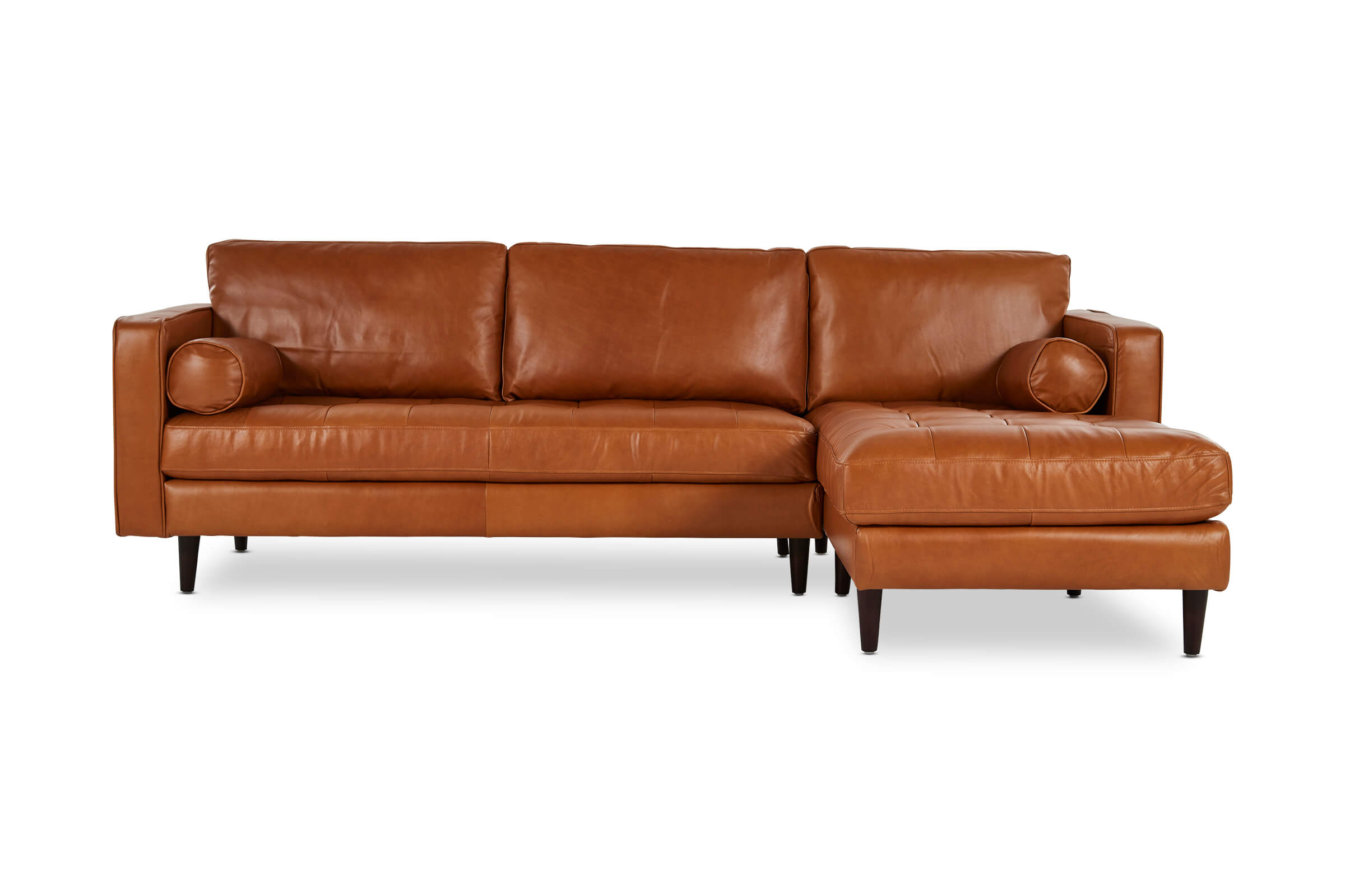 Draper Leather Right Hand Chaise Sofa | Phoenix Saddle | Lounge Lovers
