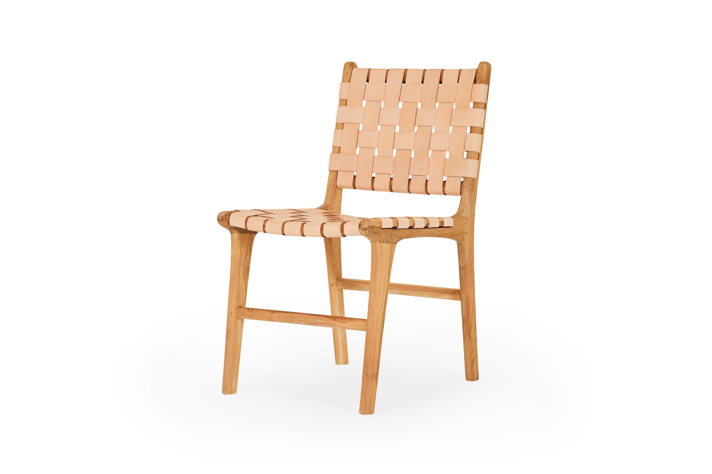 Cuba Dining Chair | Leather Woven Seat | Teak | Lounge Lovers