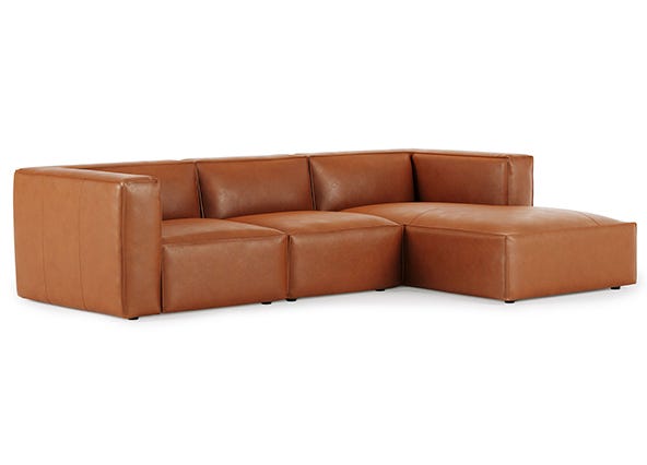 Linden Leather Right Chaise Sofa | Lounge Lovers